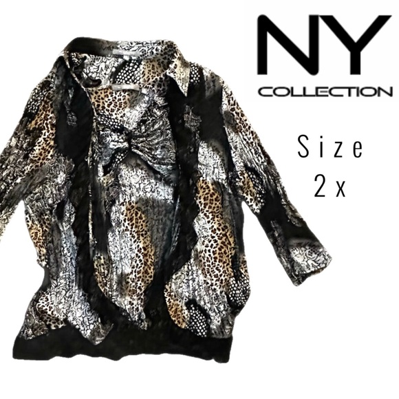 NY Collection | Tops | Ny Collection Animal Print Plus Size 2piece ...